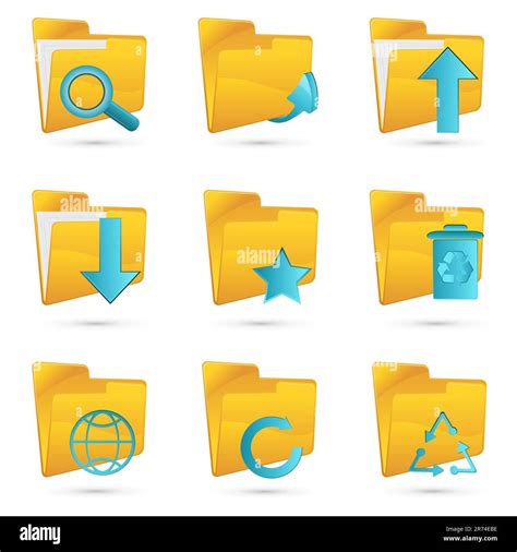 Illustration Of Different Folders Icon On White Background Stock Vector