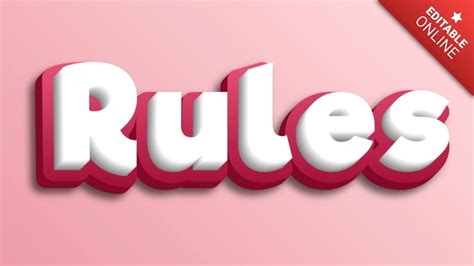 Rules White Pink 3d Text Effect Generator