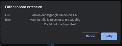 Error Loading Unpacked Extension In Chrome Issue Ibit To Google Unlocked Github