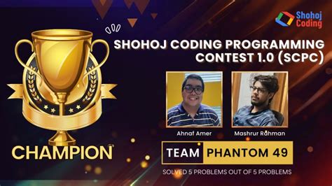 champion team of shohoj coding contest 1 0 shohoj coding posted on