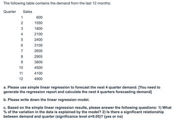 Answered A Please Use Simple Linear Regression To Forecast The Next 4