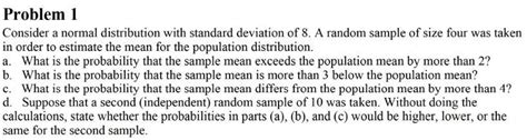 Solved Consider A Normal Distribution With Standard