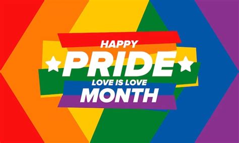 6월 Lgbt 프라이드 월 레즈비언 게이 양성애자 트랜스젠더 Lgbt 무지개 깃발 벡터 그림 프리미엄 벡터