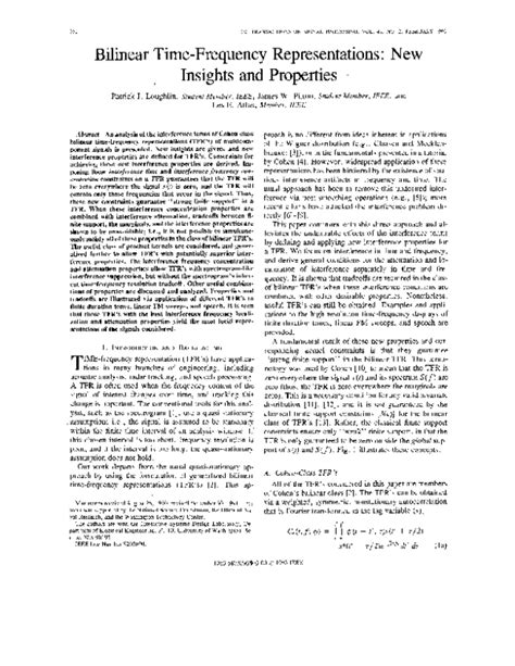 Pdf Bilinear Time Frequency Representations New Insights And Properties