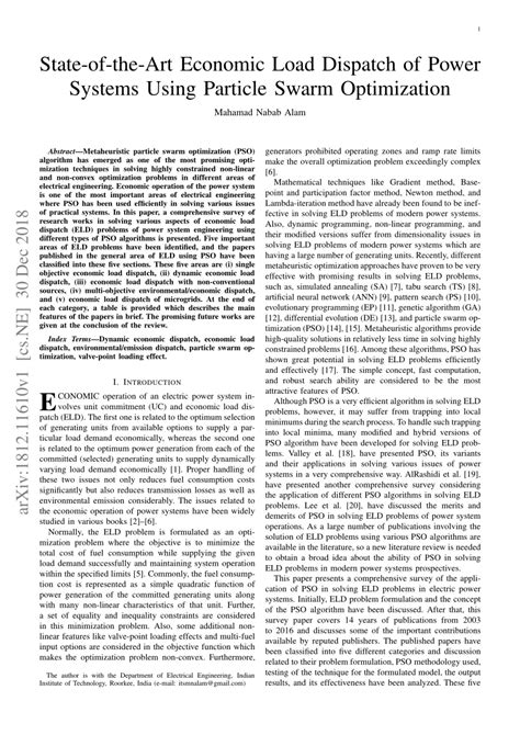 Pdf State Of The Art Economic Load Dispatch Of Power Systems Using