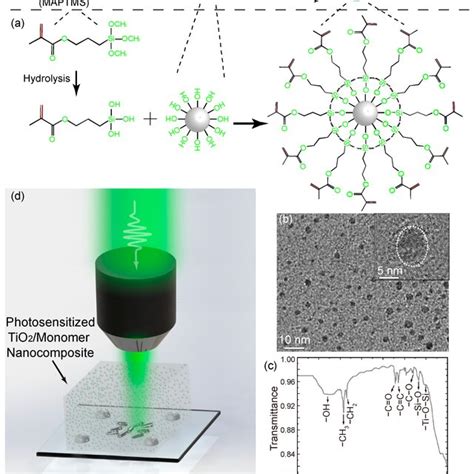 a surface modification of tio2 nanoparticles with maptms b the tem