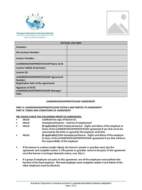 Learnership Application Form Teta Pdf Apprenticeship Signature