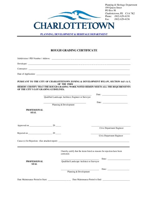 Fillable Online Rough Grading Certificate Doc2 New Logo Doc Fax Email Print Pdffiller