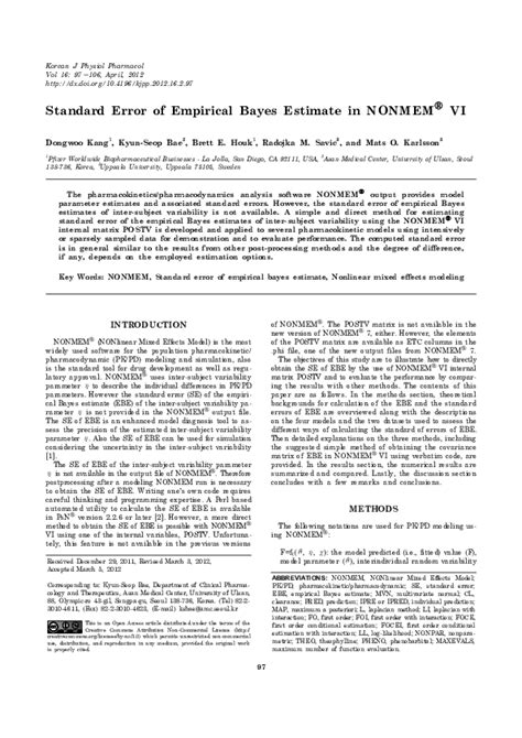 pdf standard error of empirical bayes estimate in nonmem® vi