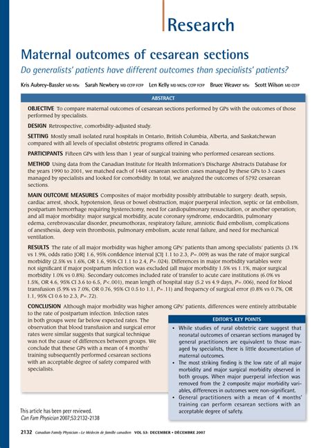 Pdf Maternal Outcomes Of Cesarean Sections Do Generalists Patients Have Different Outcomes