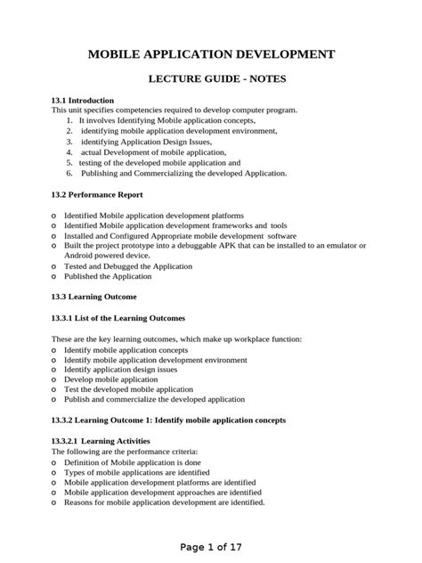 Mobile Application Development Pdf Mobile App Android Operating System