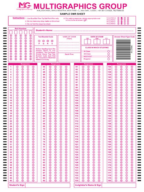 Neet Omr Sheet Pdf