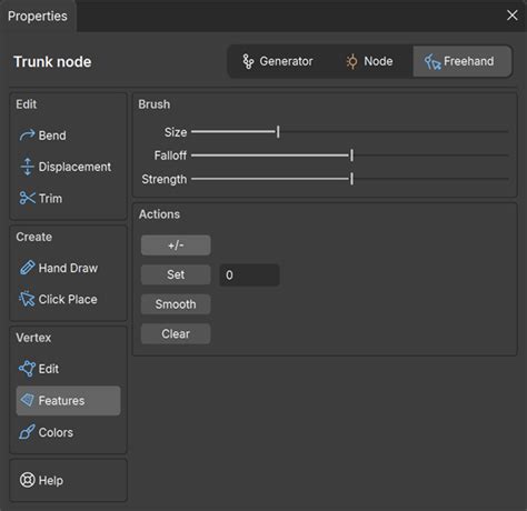 Vertex Features Properties