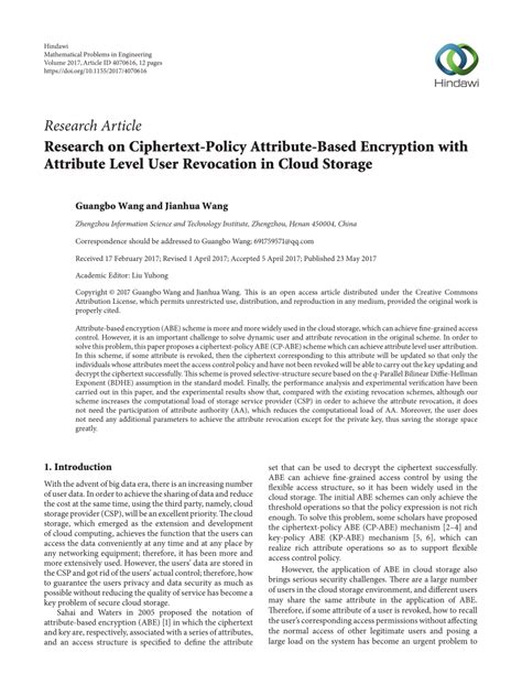 pdf research on ciphertext policy attribute based encryption with