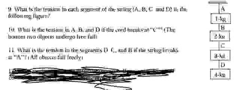 solved what is the tension in each segment of the string a