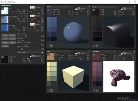 Colour Constructor 018 ライト・アンビエント色を設定し素材の陰影色を求める！カラー作成補助ツール！win＆mac