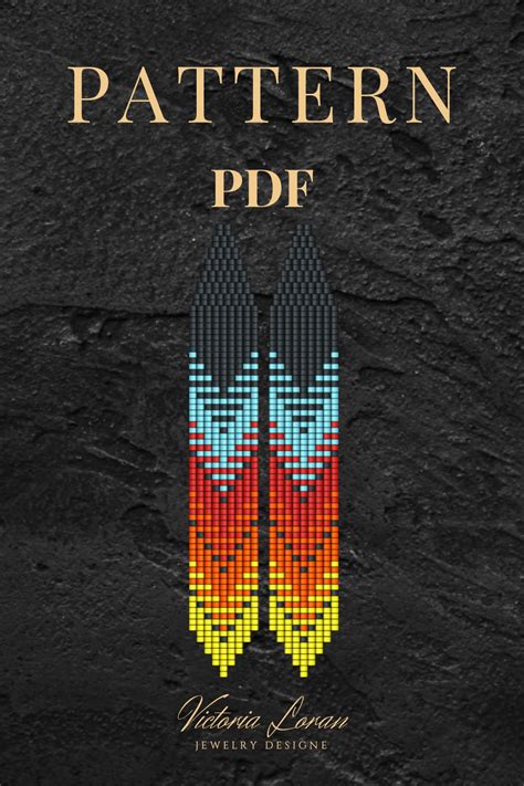 Colorful Ombre Seed Beaded Earrings Pattern Pdf Miyuki Brick Stitch