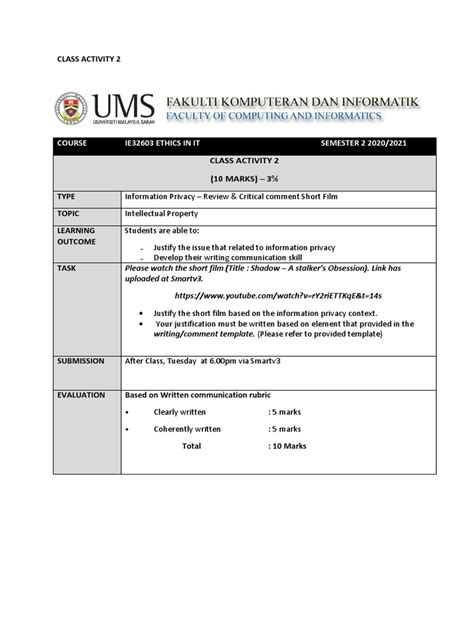 class activity 2 course ie32603 ethics in it semester 2 2020 2021