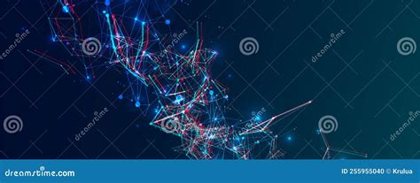 Abstract Polygonal Vector Science Background With Connecting Dots And Lines Stock Vector