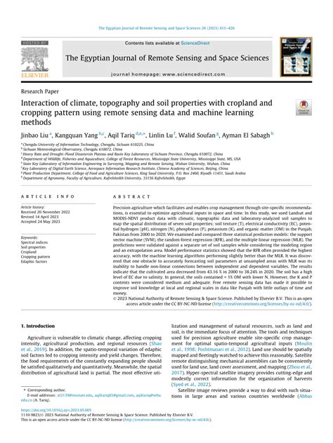 PDF Interaction Of Climate Topography And Soil Properties With Cropland And Cropping Pattern
