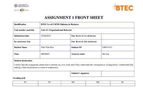 doc assignment 1 front sheet qualification btec level 5 hnd diploma