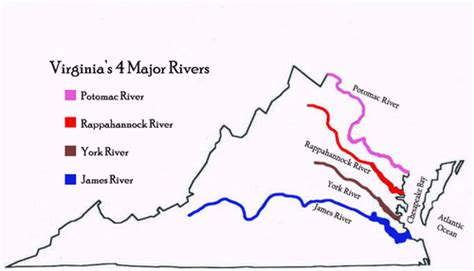 Mapa Virginia Water Features Virginia Lakes And Rivers Map Gis