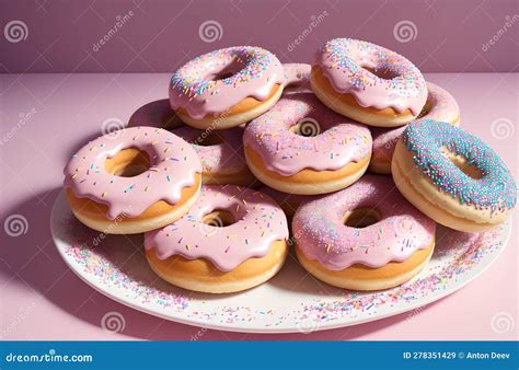 Donuts Assorted Donuts With Different Glazes Confectionery Sprinkles