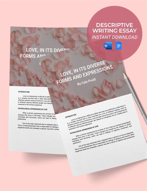 Descriptive Essay Format Template Character Description Writing