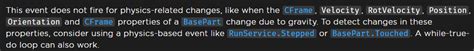 Do Changes In CFrame Position Caused By Physics Still Not Fire Changed Scripting Support