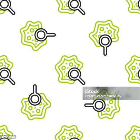 돋보기 아이콘 아래에 있는 미생물들은 흰색 배경에 이음매 없는 패턴을 분리했다 박테리아와 세균 세포암 미생물 바이러스 곰팡이 벡터 건강 진단에 대한 스톡 벡터 아트 및 기타