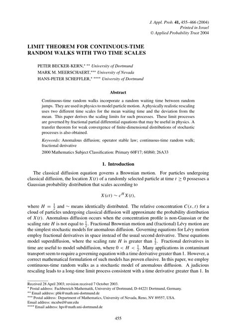 Pdf Limit Theorem For Continuous Time Random Walks With Two Time Scales