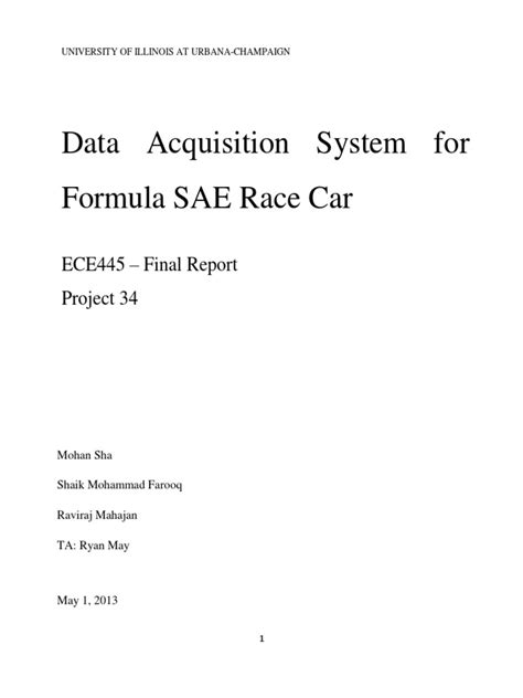 Data Acquisition System For A Formula Sae Race Car Pdf Sensor