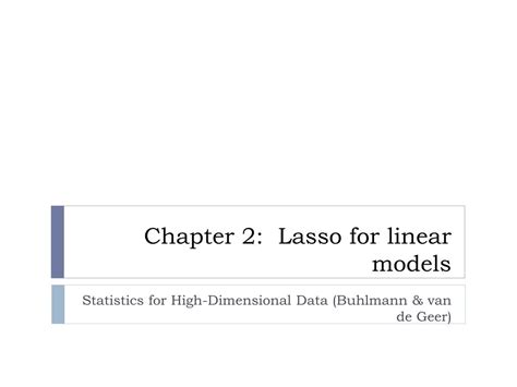 Ppt Chapter 2 Lasso For Linear Models Powerpoint Presentation Free Download Id2422152