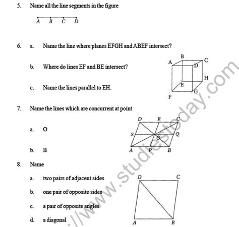 Cbse Class 6 Maths Basic Geometrical Ideas Question Bank