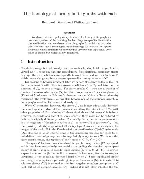 pdf the homology of a locally finite graph with ends