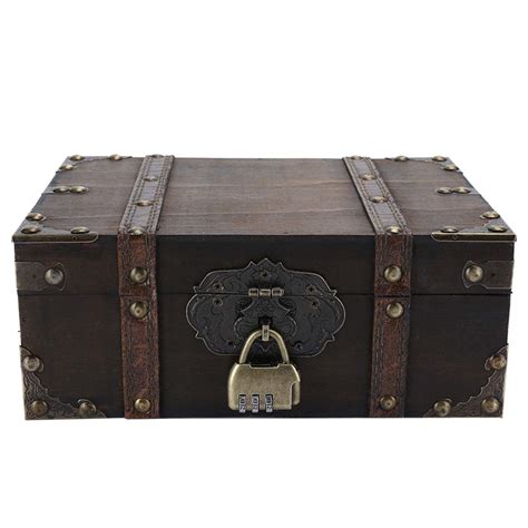 Vintage Treasure Chest Box Retro Vintage Wooden Jewelry Box Decorative