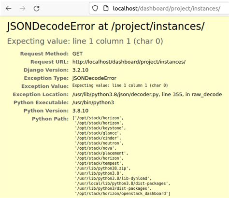 Openstack Compute Service Error When Trying To Access The Instances Section Celinios