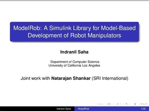 Pdf Modelrob A Simulink Library For Model Based Development