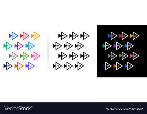 Directional Style Numbered Bullet Points From One Vector Image