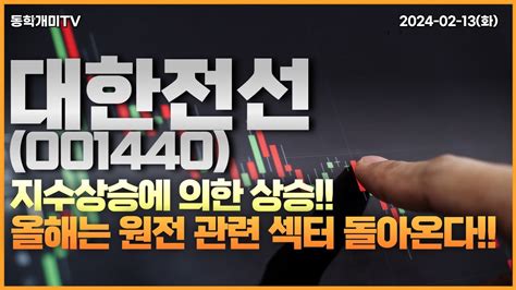 대한전선001440 지수 상승에 의한 상승 올해는 원전 관련 섹터 돌아온다 Youtube