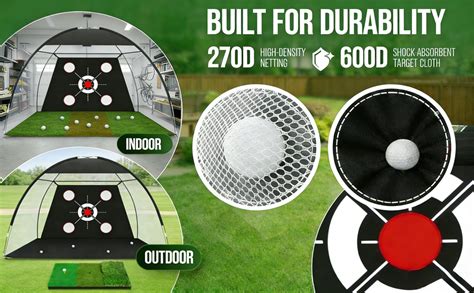 Golf Net 10x7ft With Golf Practice Mat Hitting Aid Nets For Backyard