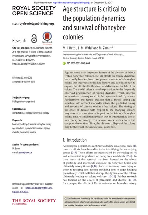 Pdf Age Structure Is Critical To The Population Dynamics And Survival