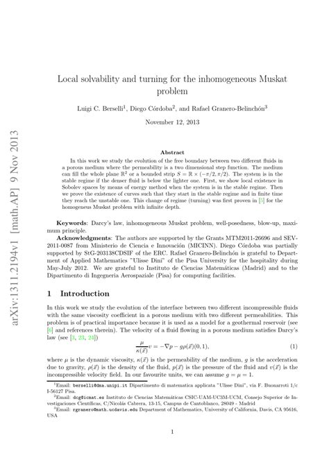 Pdf Local Solvability And Turning For The Inhomogeneous Muskat Problem