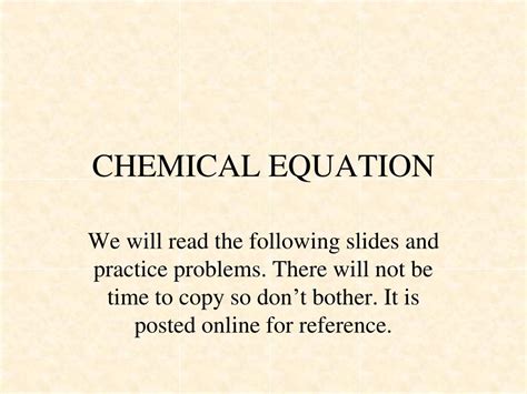 PPT CHEMICAL EQUATION PowerPoint Presentation Free Download ID