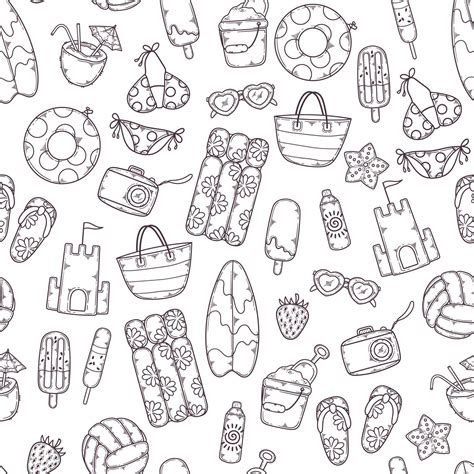 Hand Drawn Summer Elements Collection Vector 8512155 Vector Art At