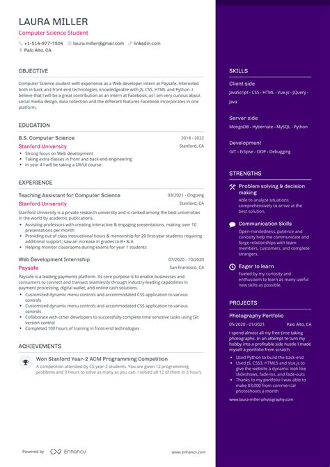 4 Computer Science Resume Examples Guide For 2024