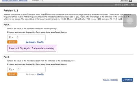 Solved A Series Combination Of A 60 Ohm Resistor And A 50 Mh