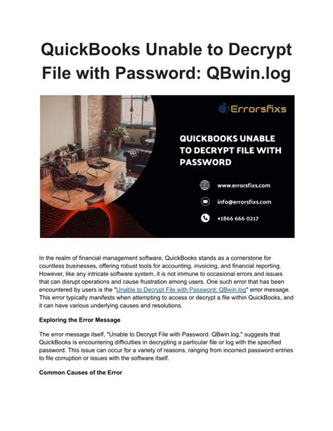 Ppt Quickbooks Unable To Decrypt File With Password Qbwin Powerpoint Presentation Id13365597