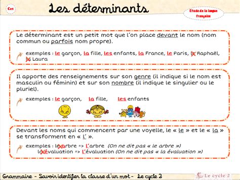 Le Determinant Ce1 Grammaire Trace Ecrite Lecon Cycle 2 Identifier La