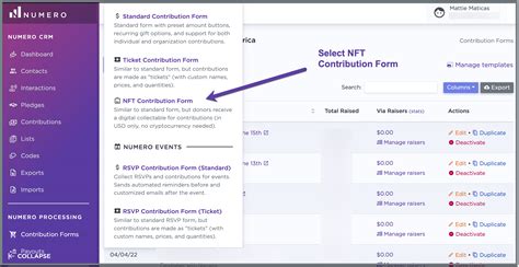 How Do I Createedit My Nft Electables Contribution Form Numero